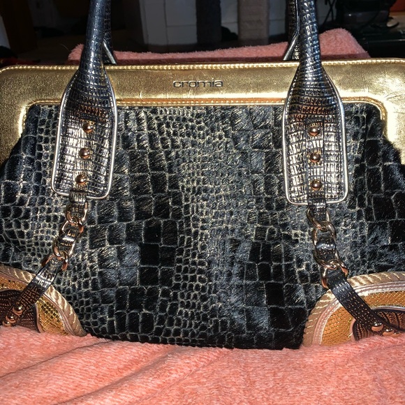 Cromia | Bags | Cromia Calf Fur Crocodile Leather Handbag | Poshmark